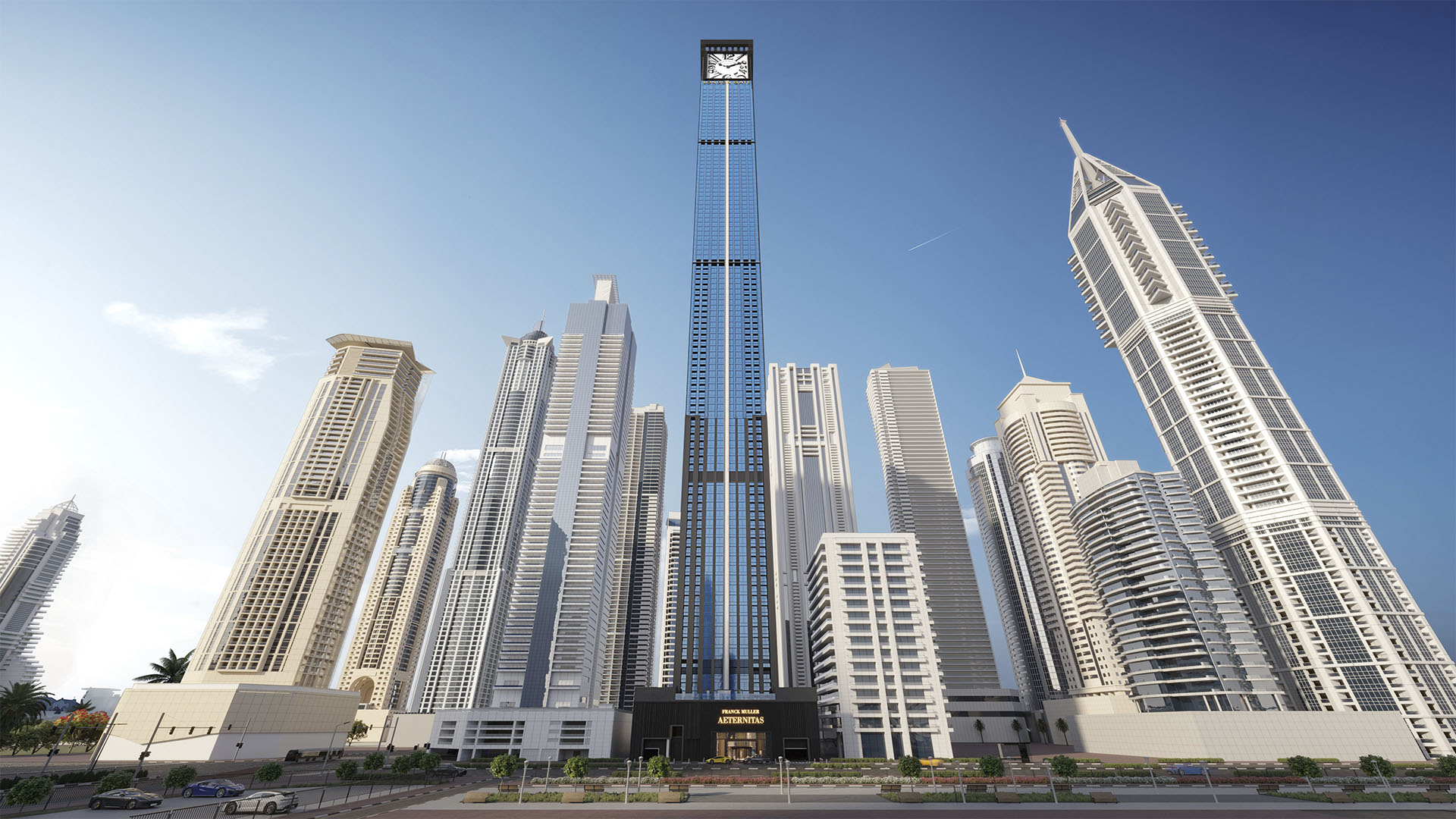 Aeternitas is an exclusive residential complex rising 450 meters above the Dubai Marina.
